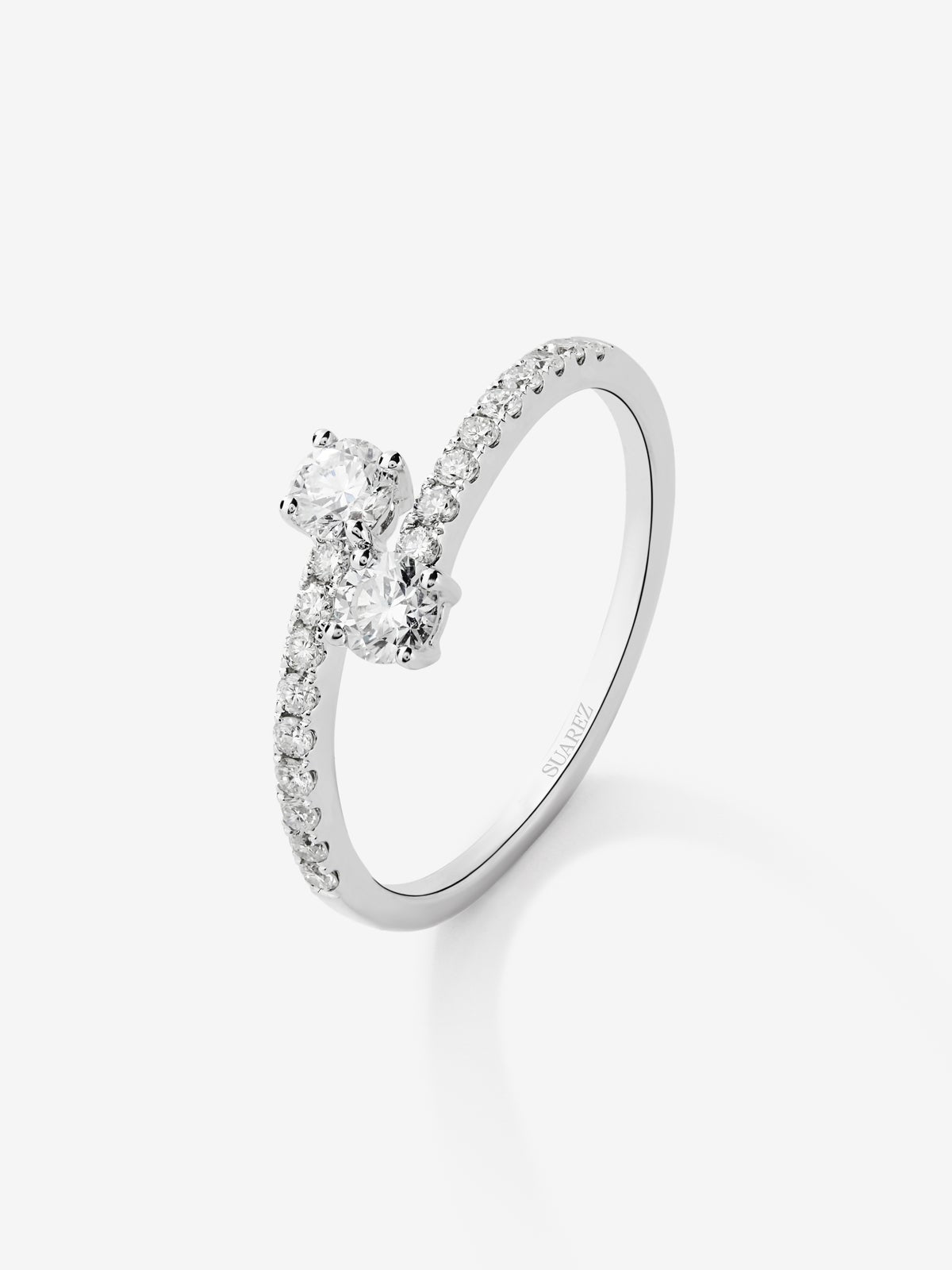Anillo Tú y Yo de oro blanco de 18K con 20 diamantes en talla brillante ...