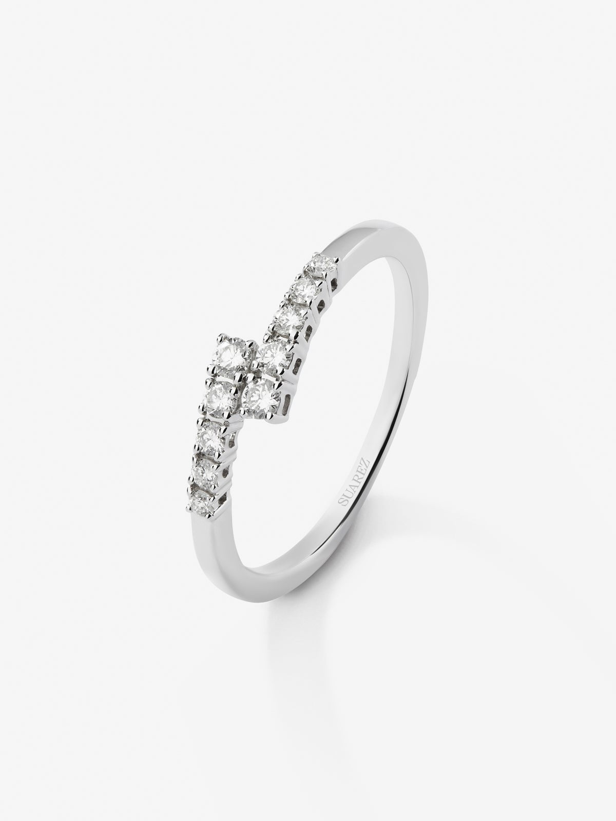 Anillo tú y yo de oro blanco de 18K con 10 diamantes en talla brillante ...